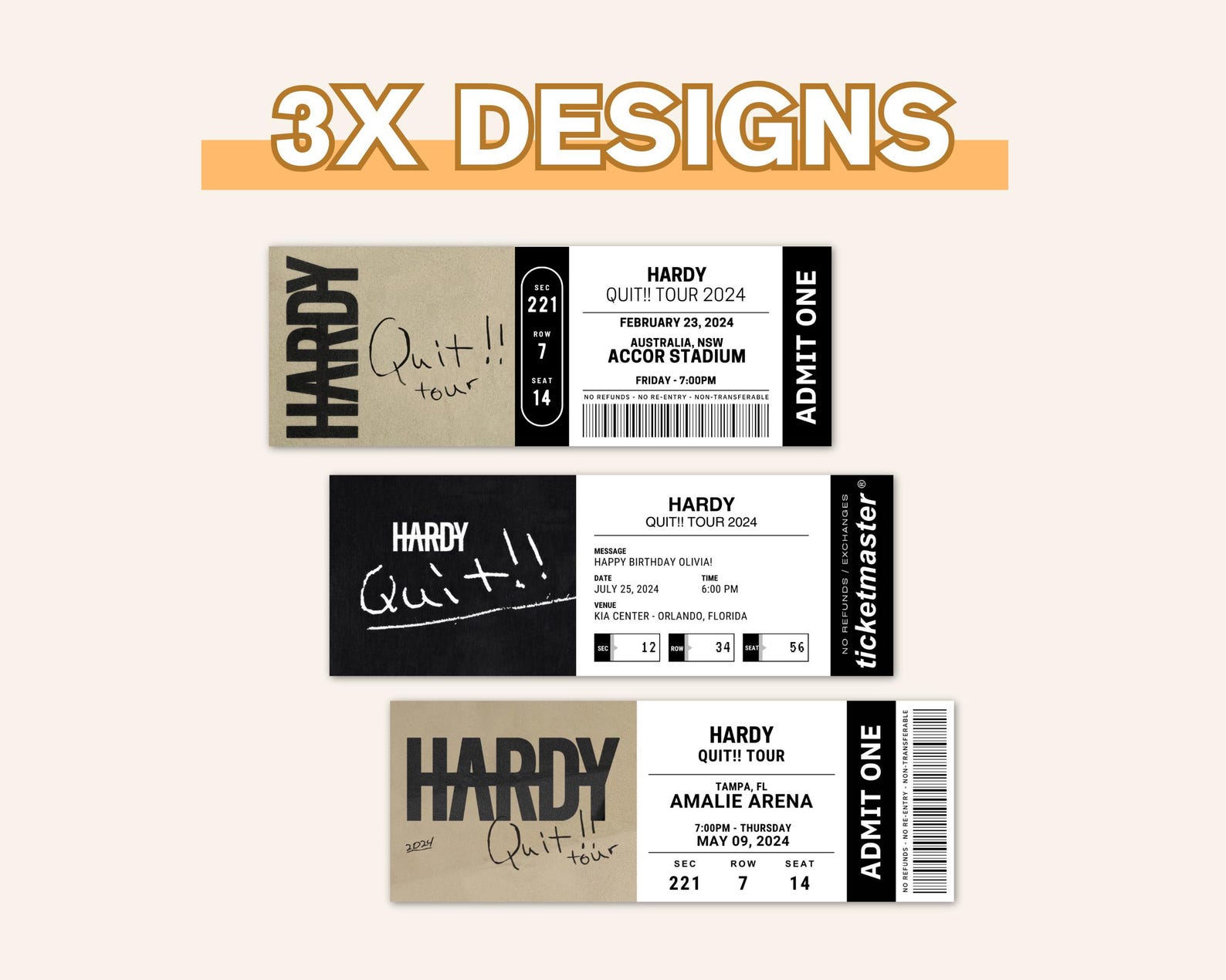 Hardy Editable Concert Ticket, Hardy Quit!! Tour 2024, Memorabilia ...