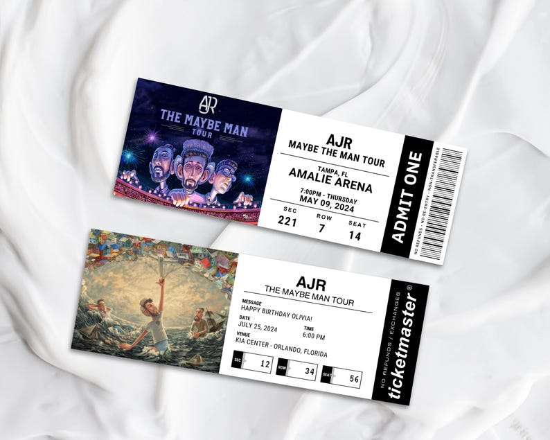 AJR Editable Concert Ticket, AJR Maybe the Man 2024, Memorabilia ...