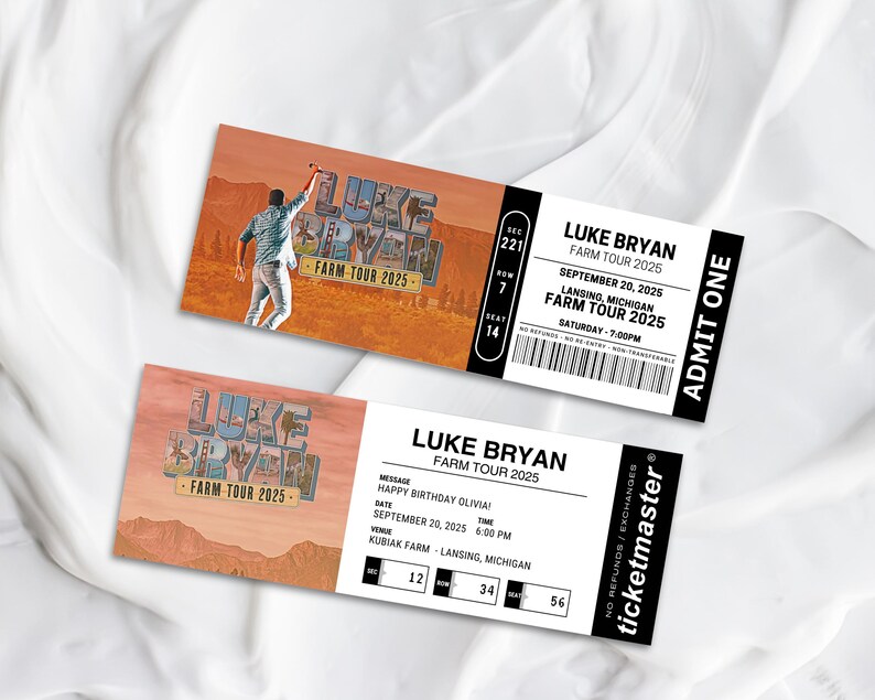 Editable Luke Bryan Ticket | Luke Bryan Tour Concert Event Tickets ...
