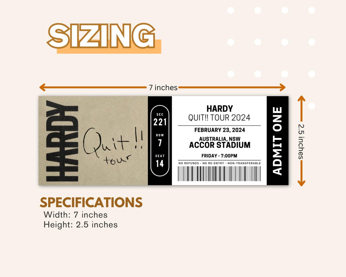 Hardy Editable Concert Ticket, Hardy Quit!! Tour 2024, Memorabilia ...