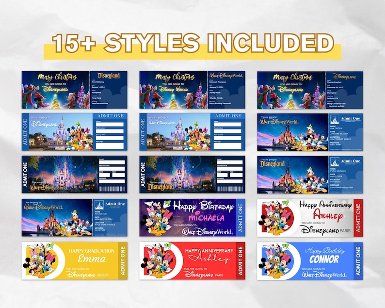 15+ Disneyland Editable Ticket, Disney World Ticket Template, Surprise ...