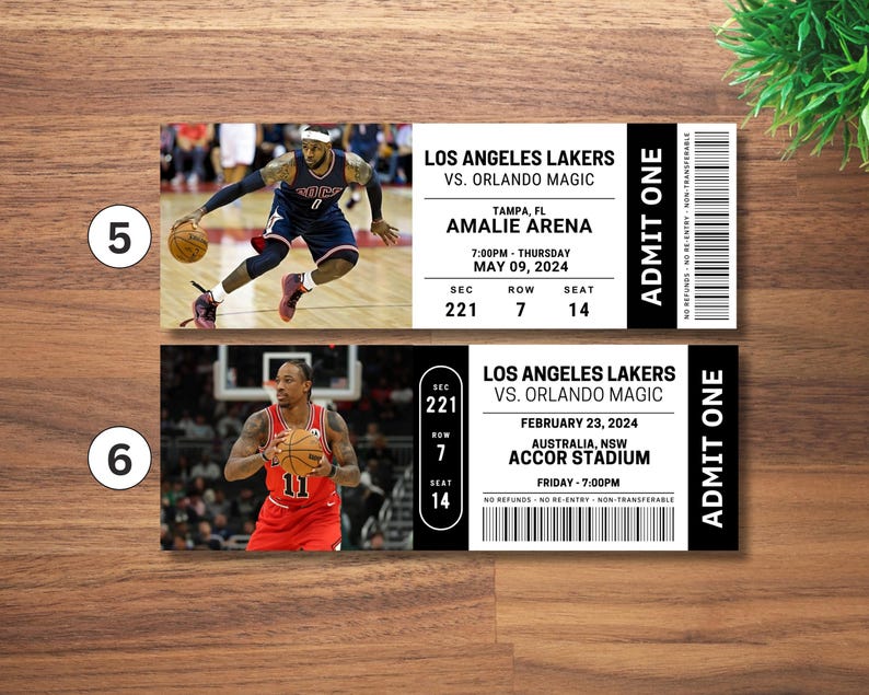 Custom Basketball Ticket, Surprise Gift Basketball Tickets, Customized ...