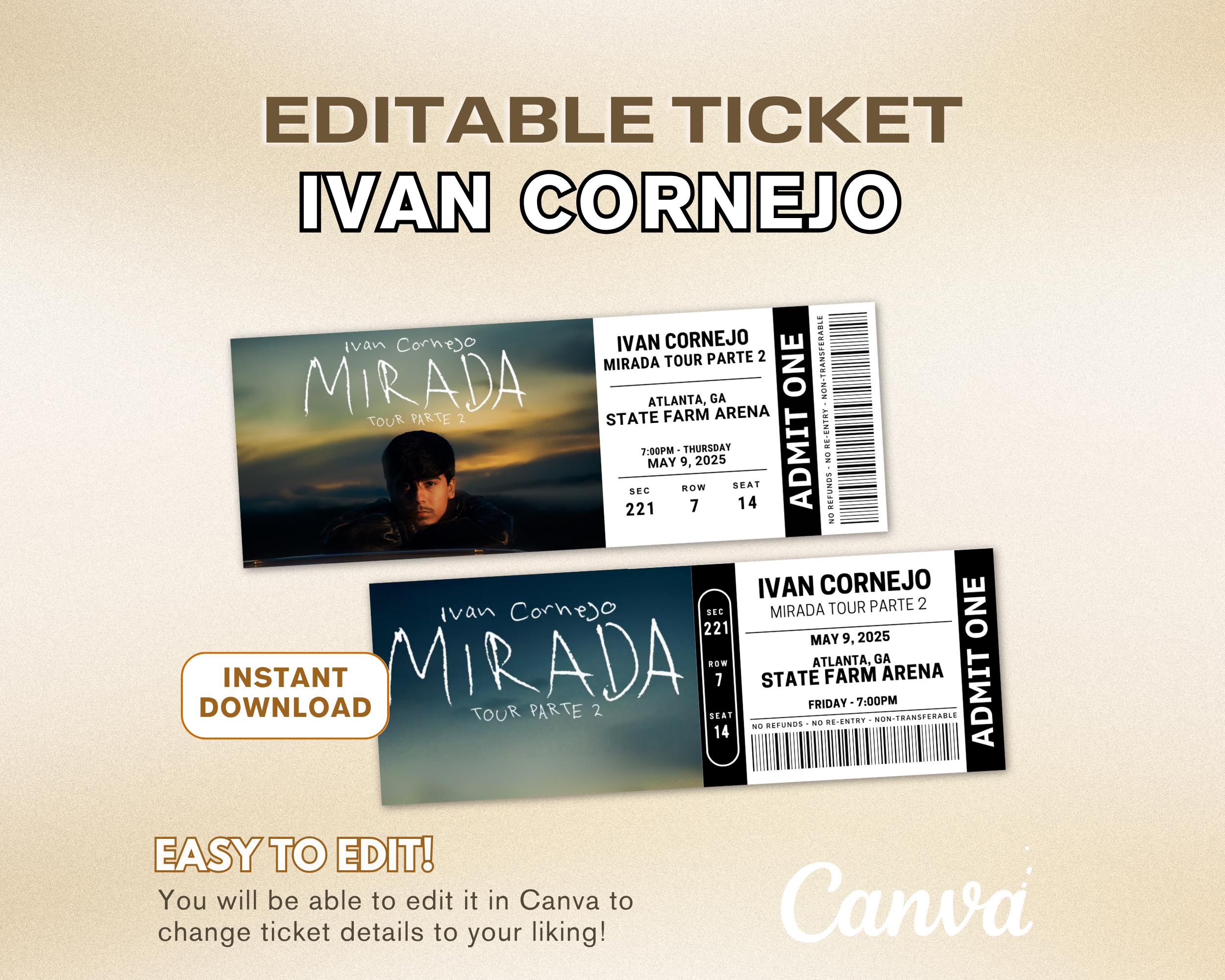 Editable Ivan Cornejo Mirada Ticket | Ivan Cornejo Mirada Tour Concert ...