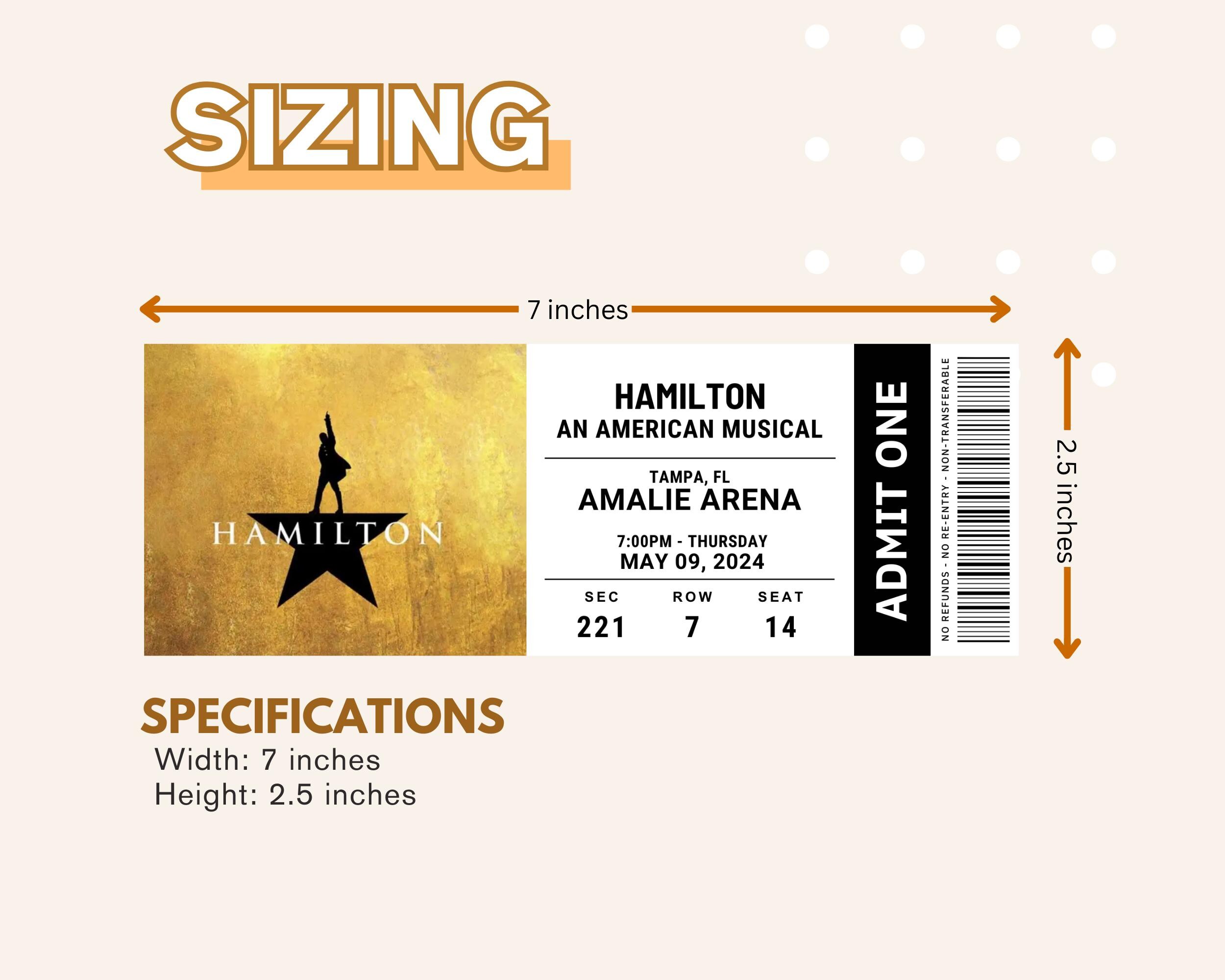 Editable Hamilton Ticket, Hamilton Broadway Musical Ticket 2024 ...