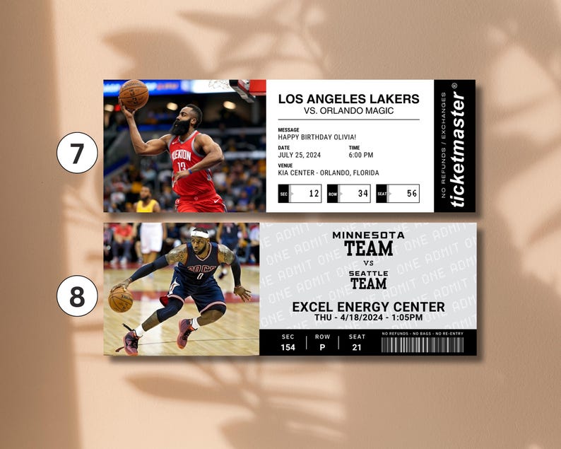 Custom Basketball Ticket, Surprise Gift Basketball Tickets, Customized ...