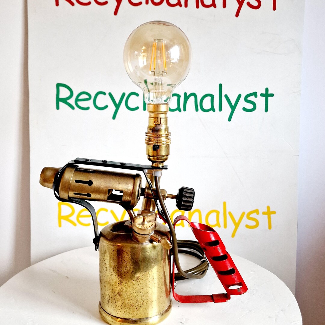 Antique Brass Blow Torch Lamp Handmade Industrial Accent Lighting ...