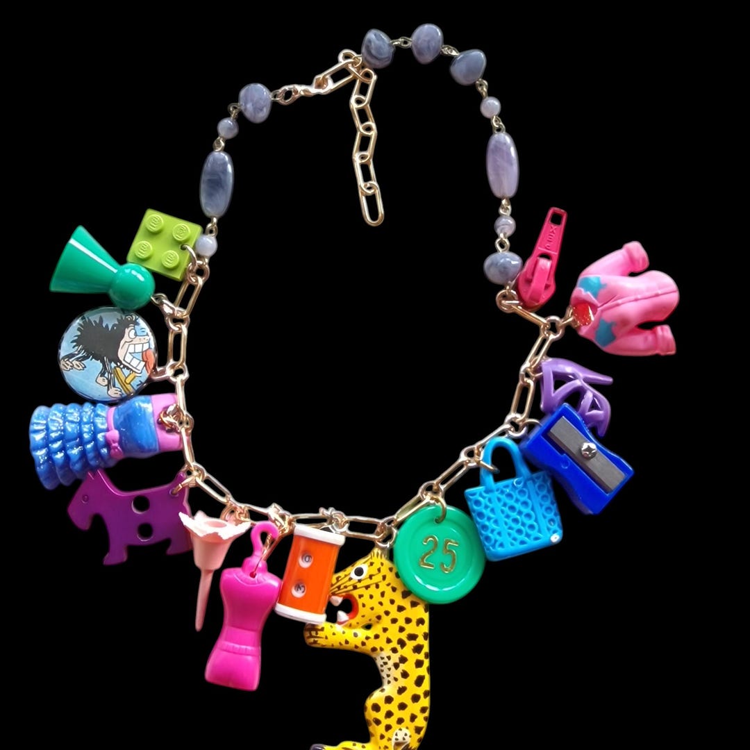 Handmade Kidcore Kitsch Rainbow Toys Necklace, Decorative Miniatures ...