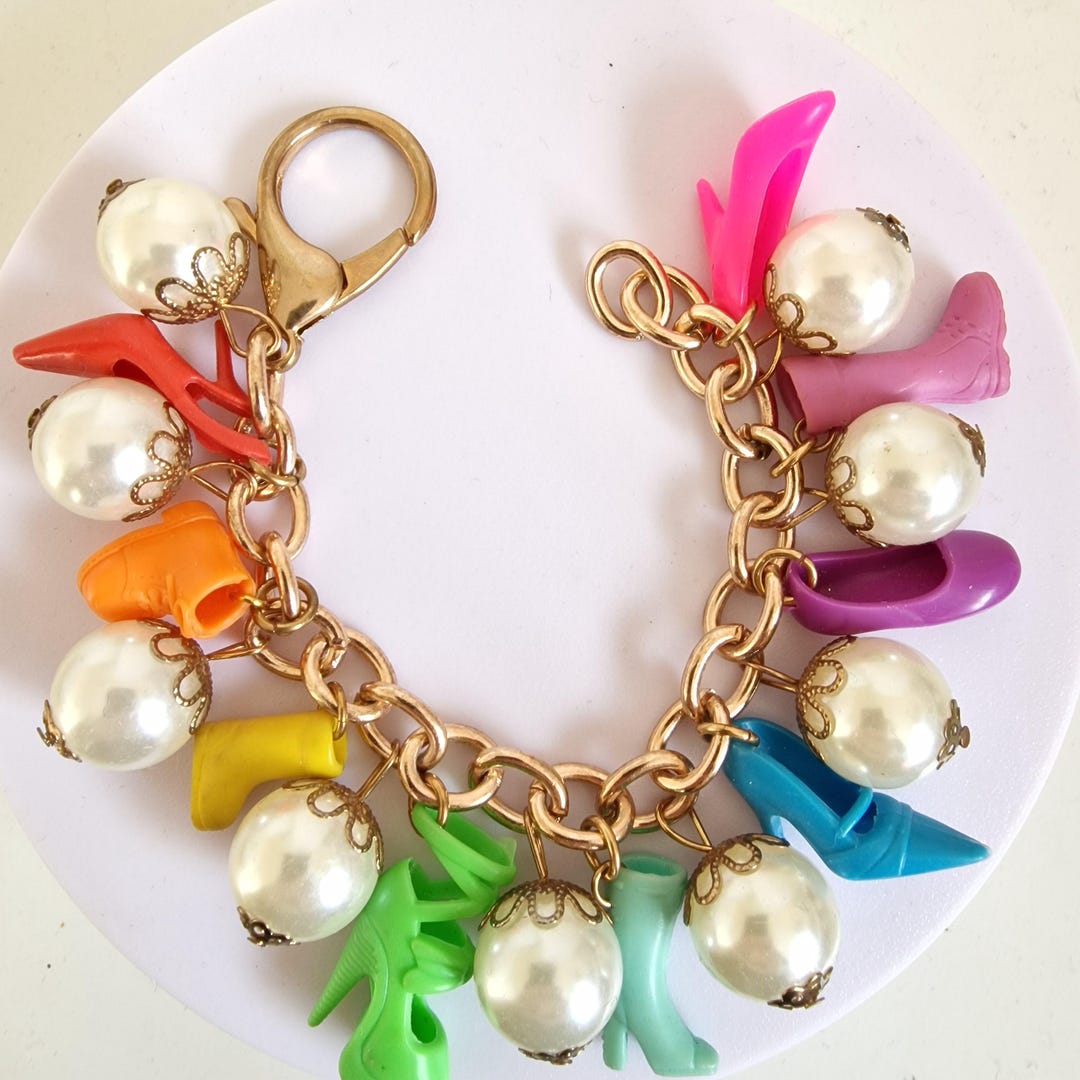 Barbie Vintage Shoes & Pearls Bracelet | Kidcore Kitsch Assemblage ...