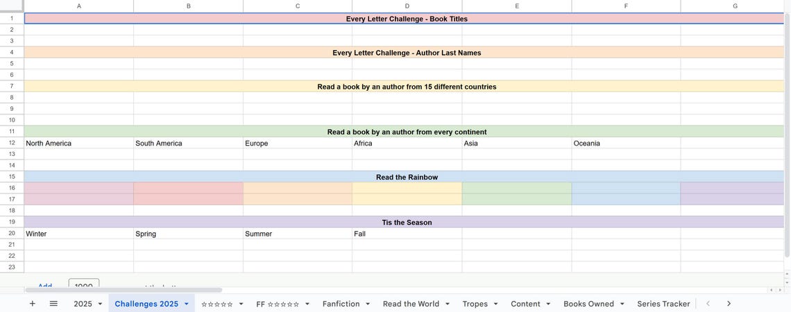Rainbow Reading Spreadsheet, Reading Log, Book Tracker, Series Tracker, Reading Challenge, TBR ...