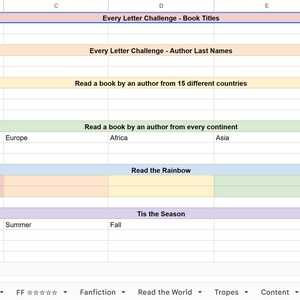 Rainbow Reading Spreadsheet, Reading Log, Book Tracker, Series Tracker, Reading Challenge, TBR ...