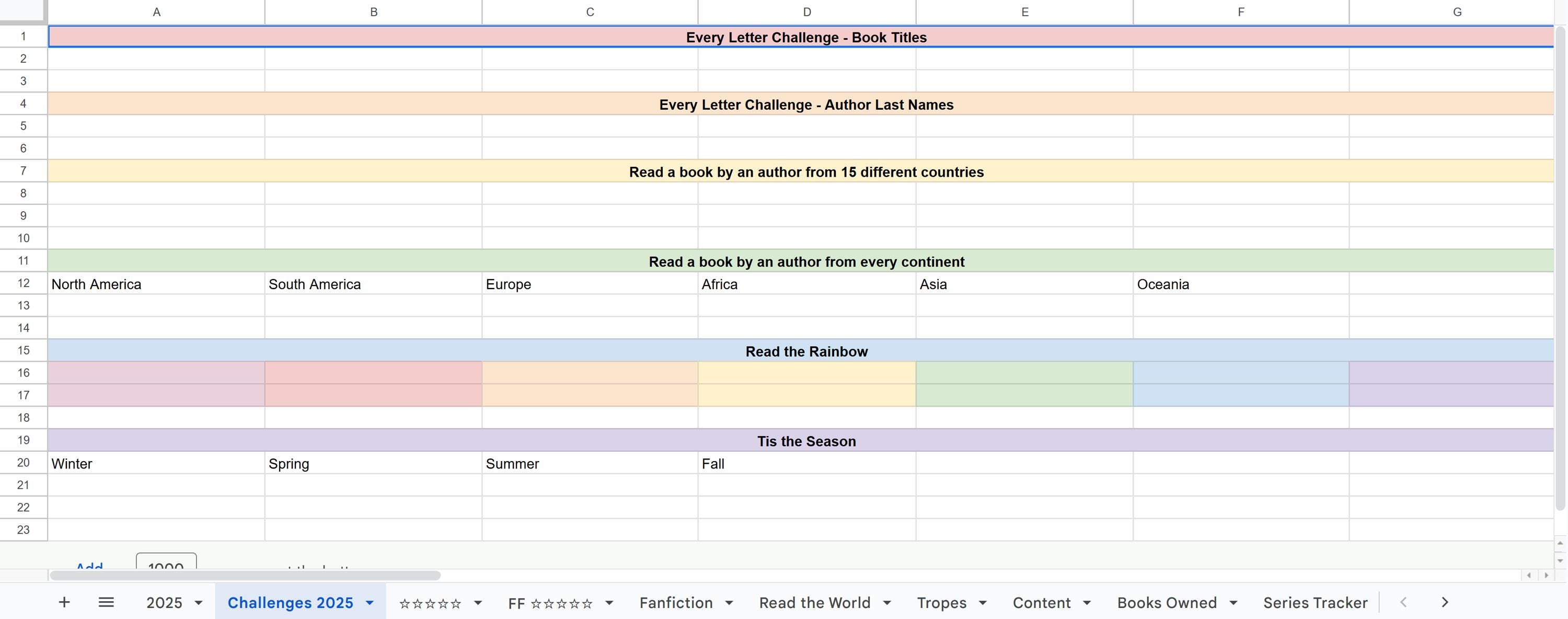 Rainbow Reading Spreadsheet, Reading Log, Book Tracker, Series Tracker ...