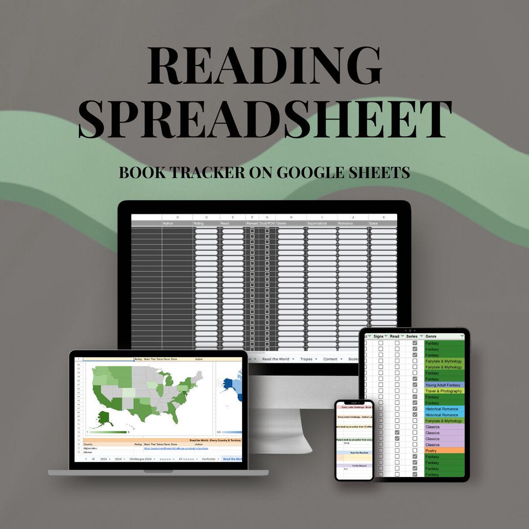 Dark Mode Reading Spreadsheet, Reading Log, Book Tracker, Series Tracker, Reading Challenge, TBR ...