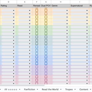 Rainbow Reading Spreadsheet, Reading Log, Book Tracker, Series Tracker, Reading Challenge, TBR ...