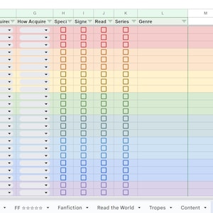 Rainbow Reading Spreadsheet, Reading Log, Book Tracker, Series Tracker, Reading Challenge, TBR ...