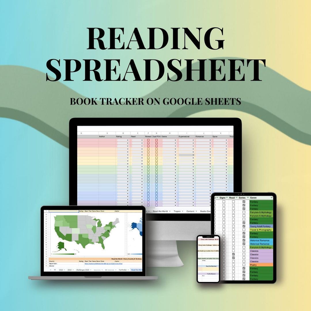 Rainbow Reading Spreadsheet, Reading Log, Book Tracker, Series Tracker ...