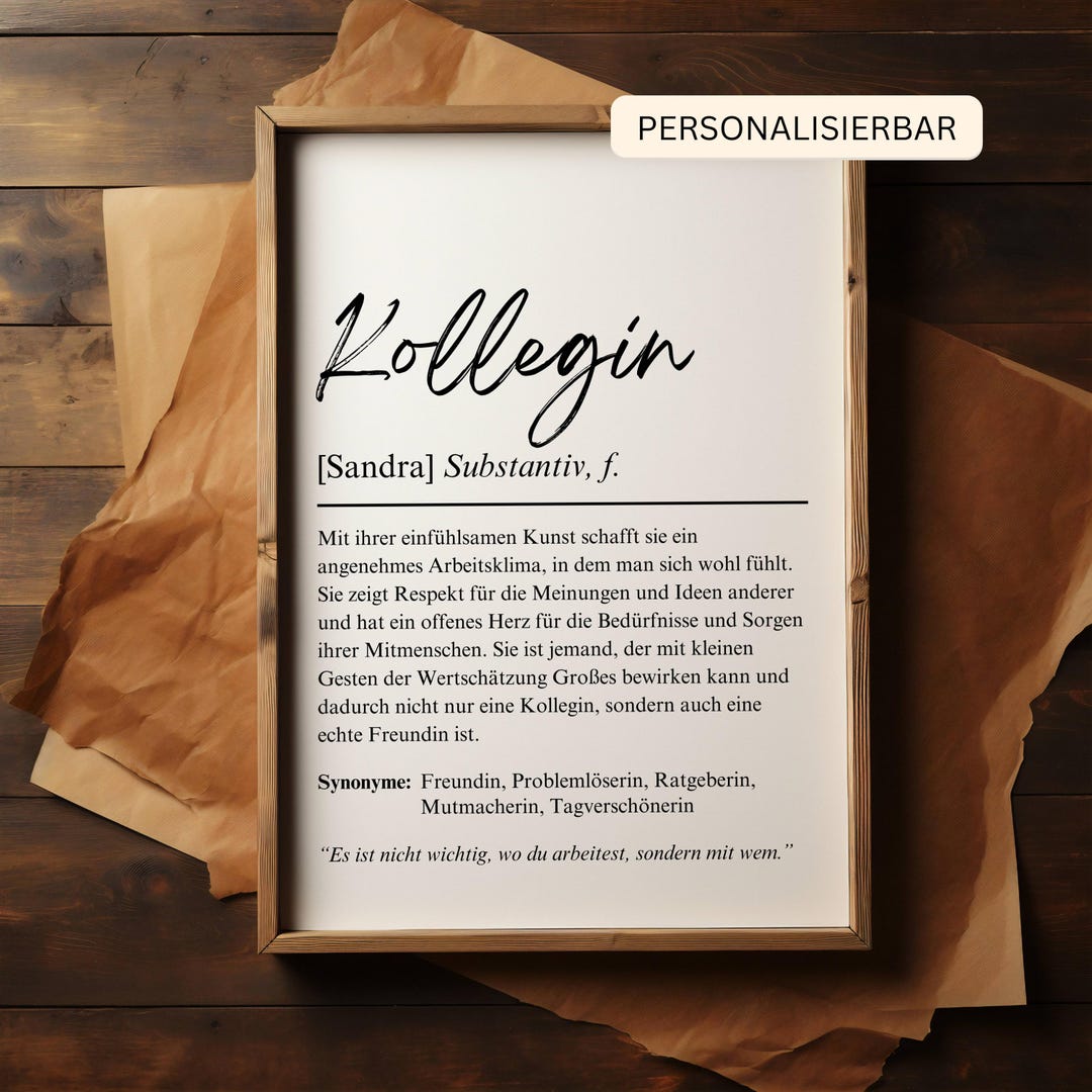 Definition COLLEAGUE | Personalizable | Poster Gift | Download Digital ...