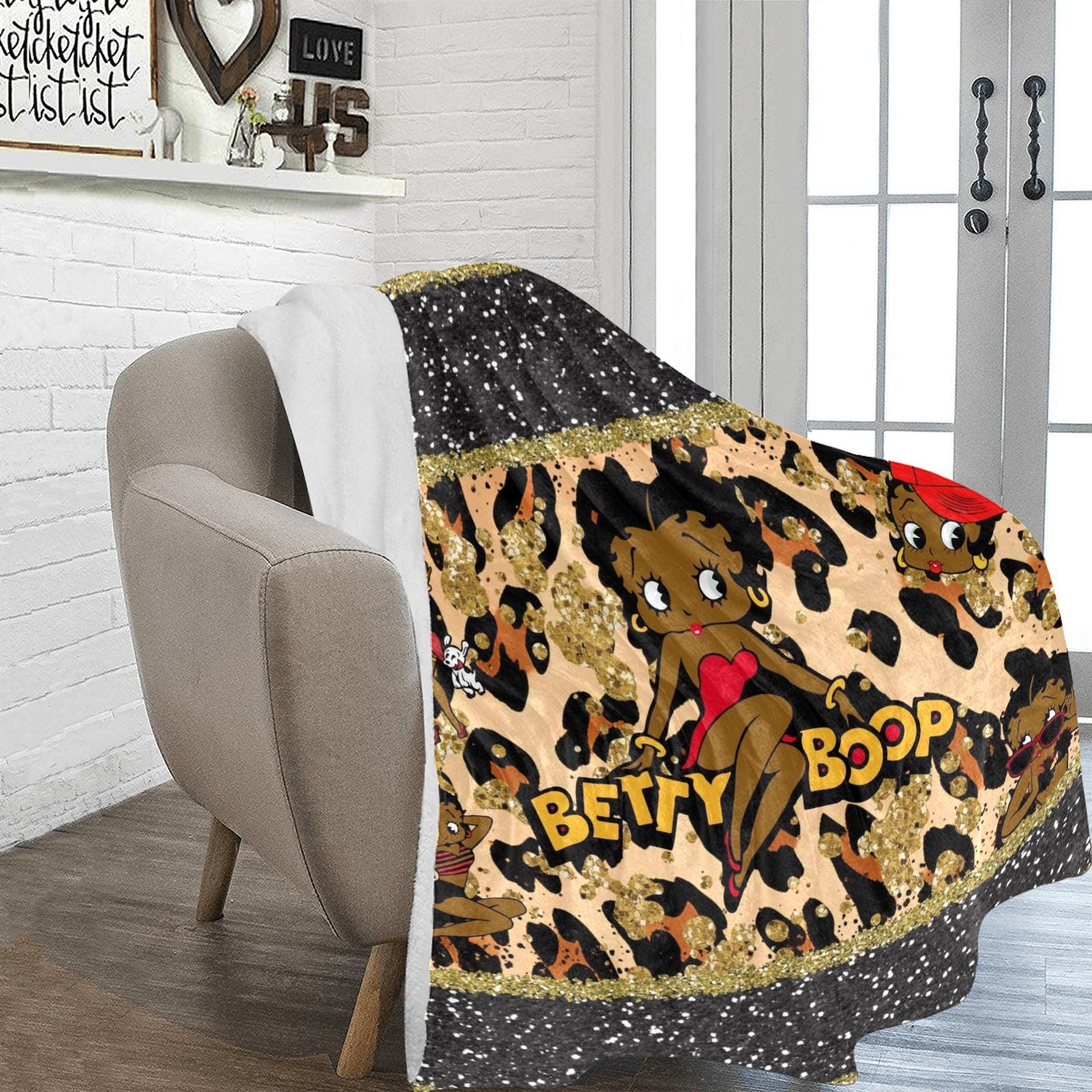 African Betty Boop Leopard Ultra Soft Fleece Blanket, LARGE Black Betty ...