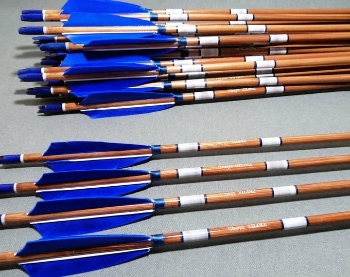 Traditional Wooden Target Arrow - Khaki & Black Design - 12 PCS ...
