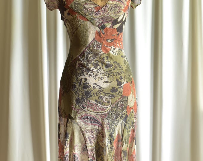 Vintage Y2K Silk Paisley Midi Dress: Fairycore Prom Goth - Etsy