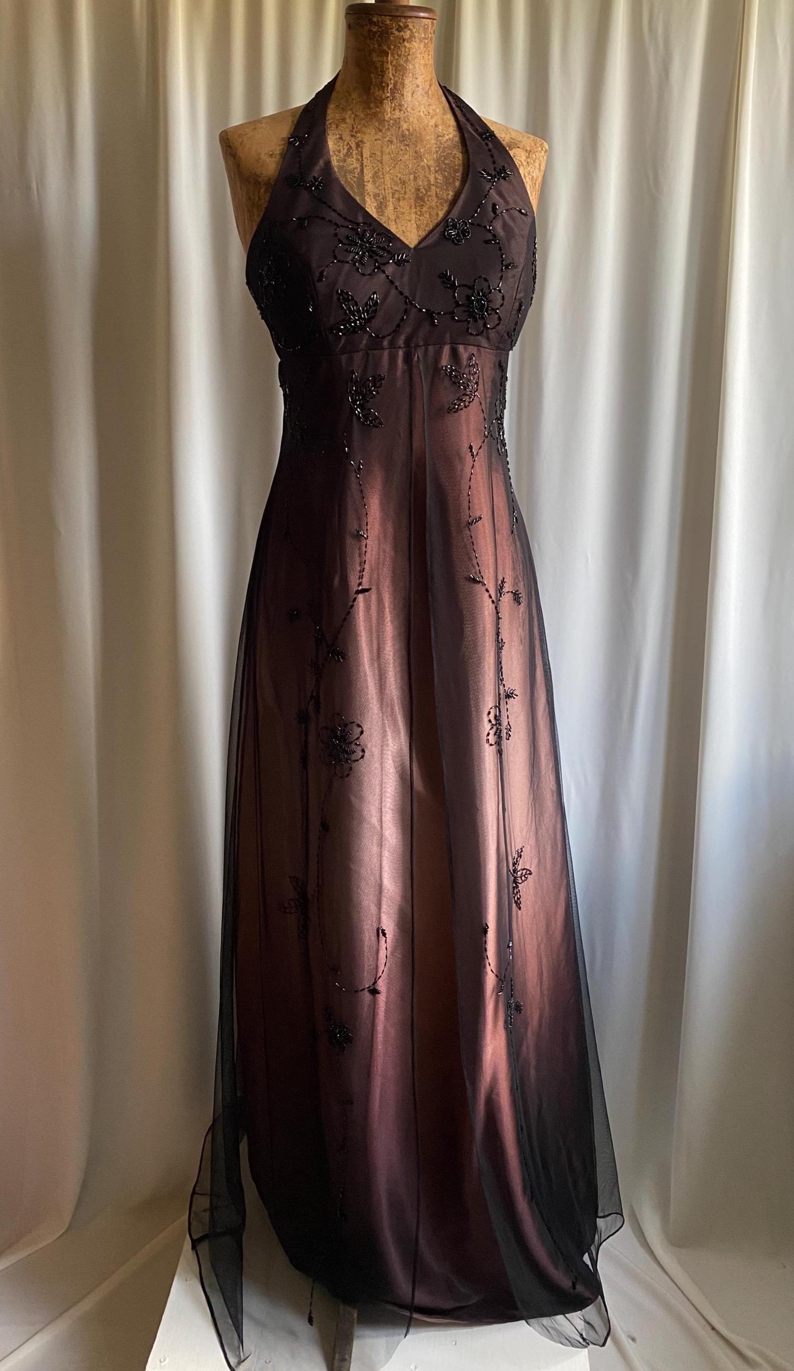 Vintage Y2K Vampire Ombré Mesh Homecoming Beaded Embellished Vampy ...