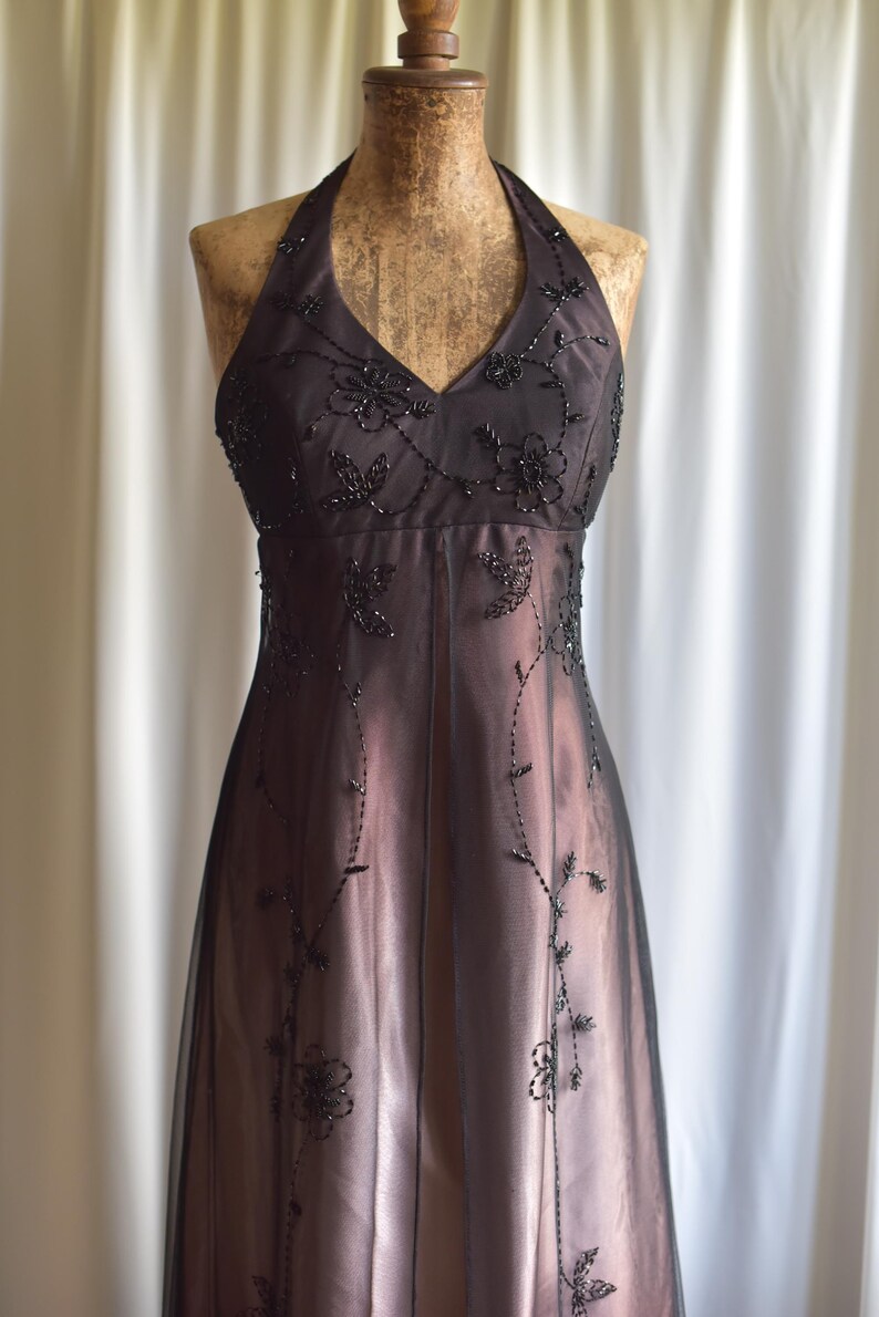 Vintage Y2K Vampire Ombré Mesh Homecoming Beaded Embellished Vampy ...