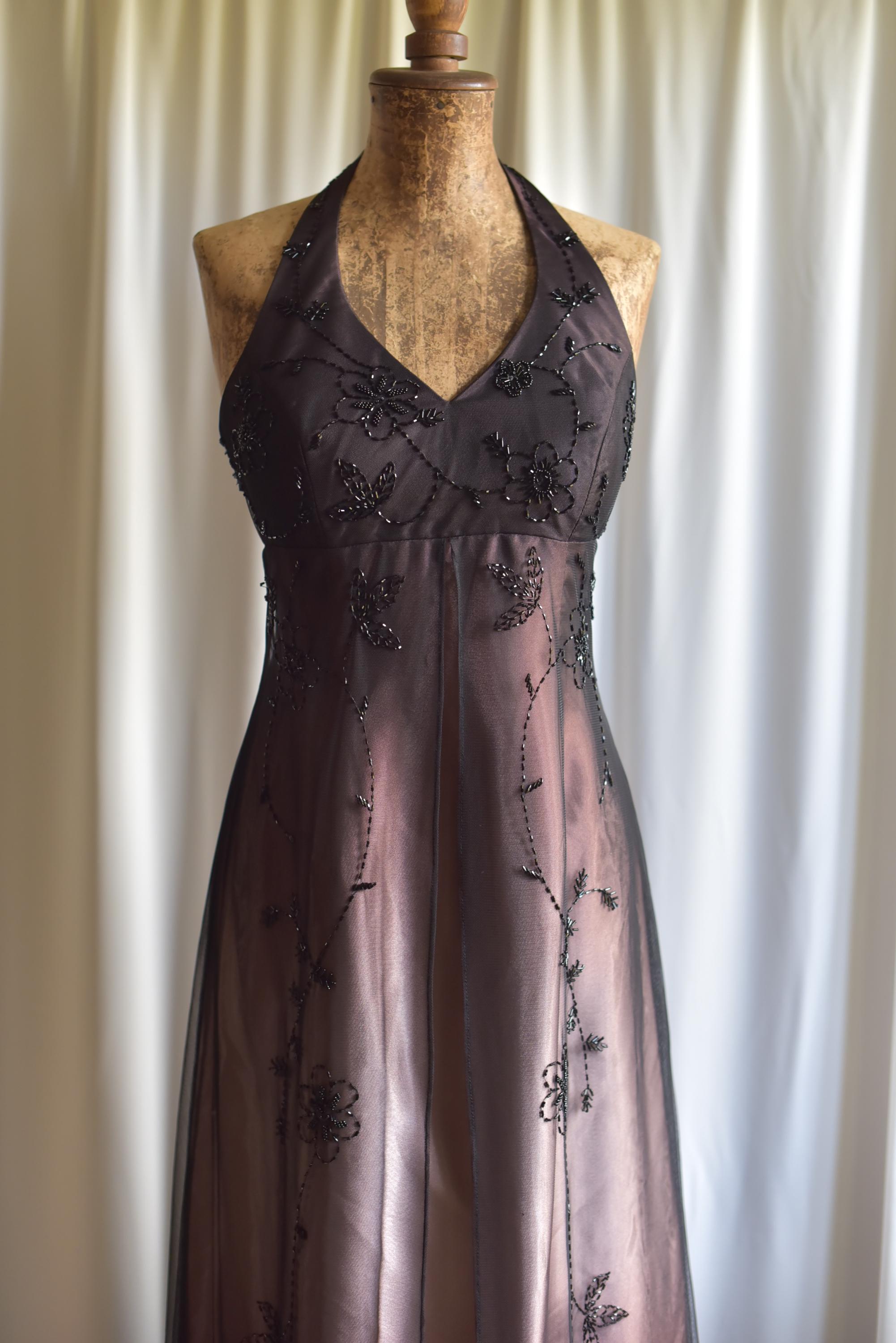 Vintage Y2K Vampire Ombré Mesh Homecoming Beaded Embellished Vampy ...