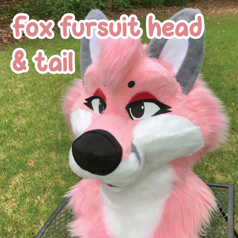 Pink Fox Fursuit Head and Tail - Etsy
