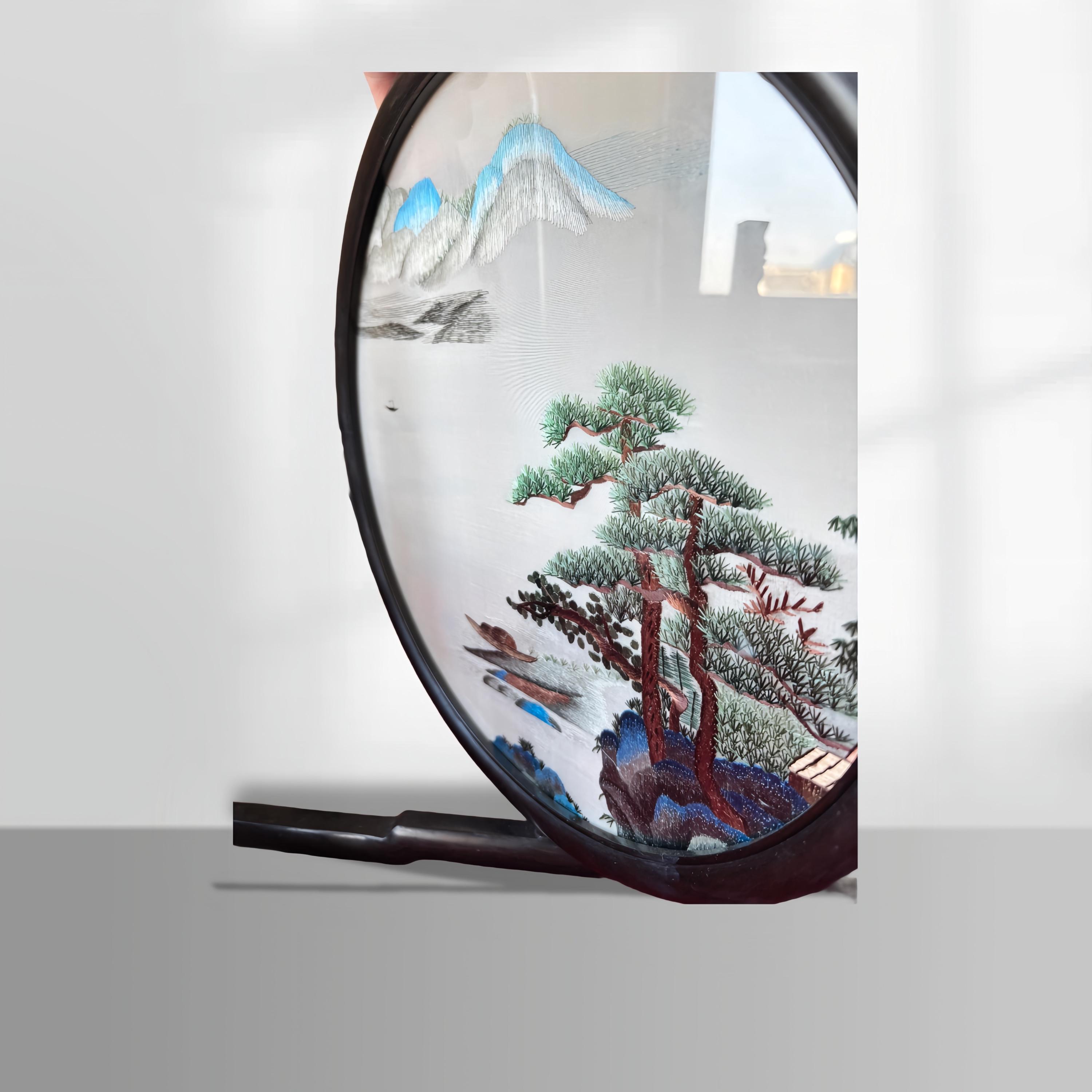 Traditional Chinese Table Screen With Double-sided Suzhou Silk ...