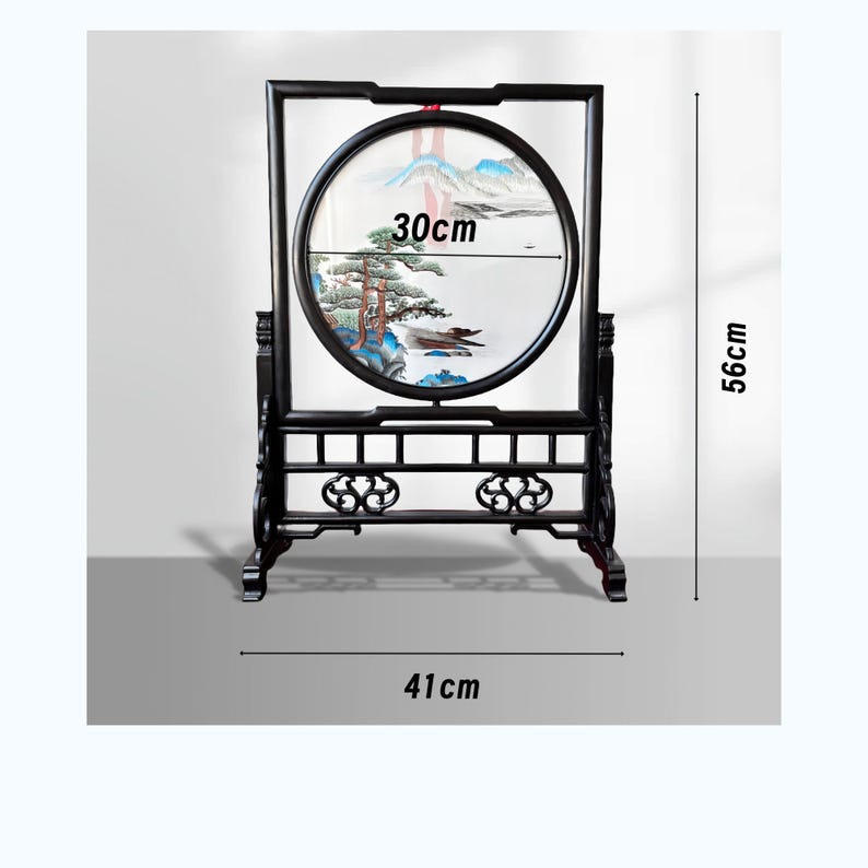 Traditional Chinese Table Screen With Double-sided Suzhou Silk ...