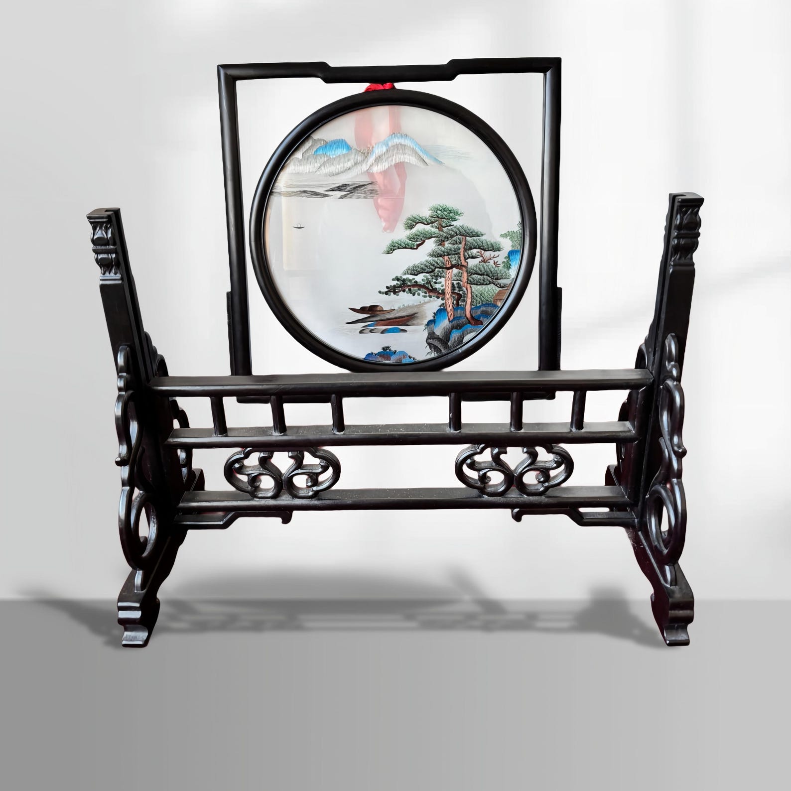 Traditional Chinese Table Screen With Double-sided Suzhou Silk ...