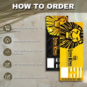Printable Lion King Ticket | Editable Tickets | Musical Fake Surprise ...