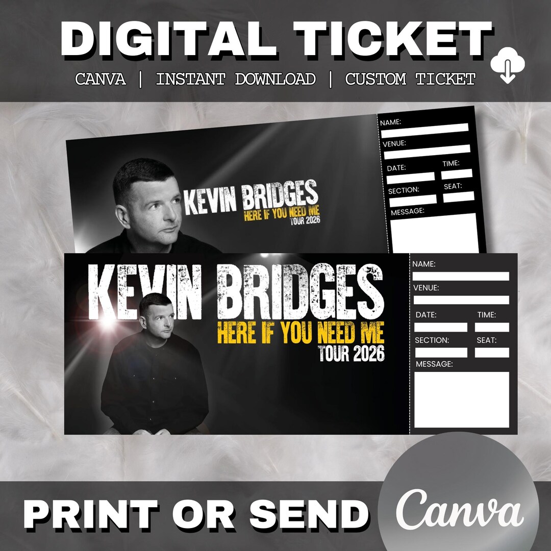 Editable Kevin Bridges Ticket Here If You Need Me Tour 2026, Personalized Live Comedy Show Gift ...