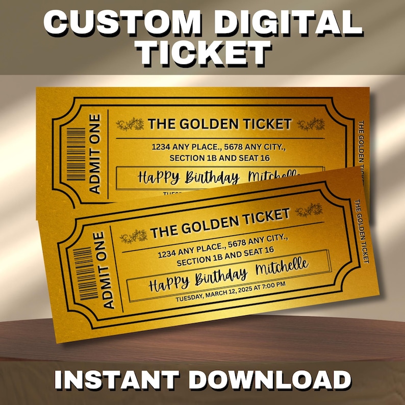 Golden Ticket Template, Printable Golden Ticket Editable Template ...