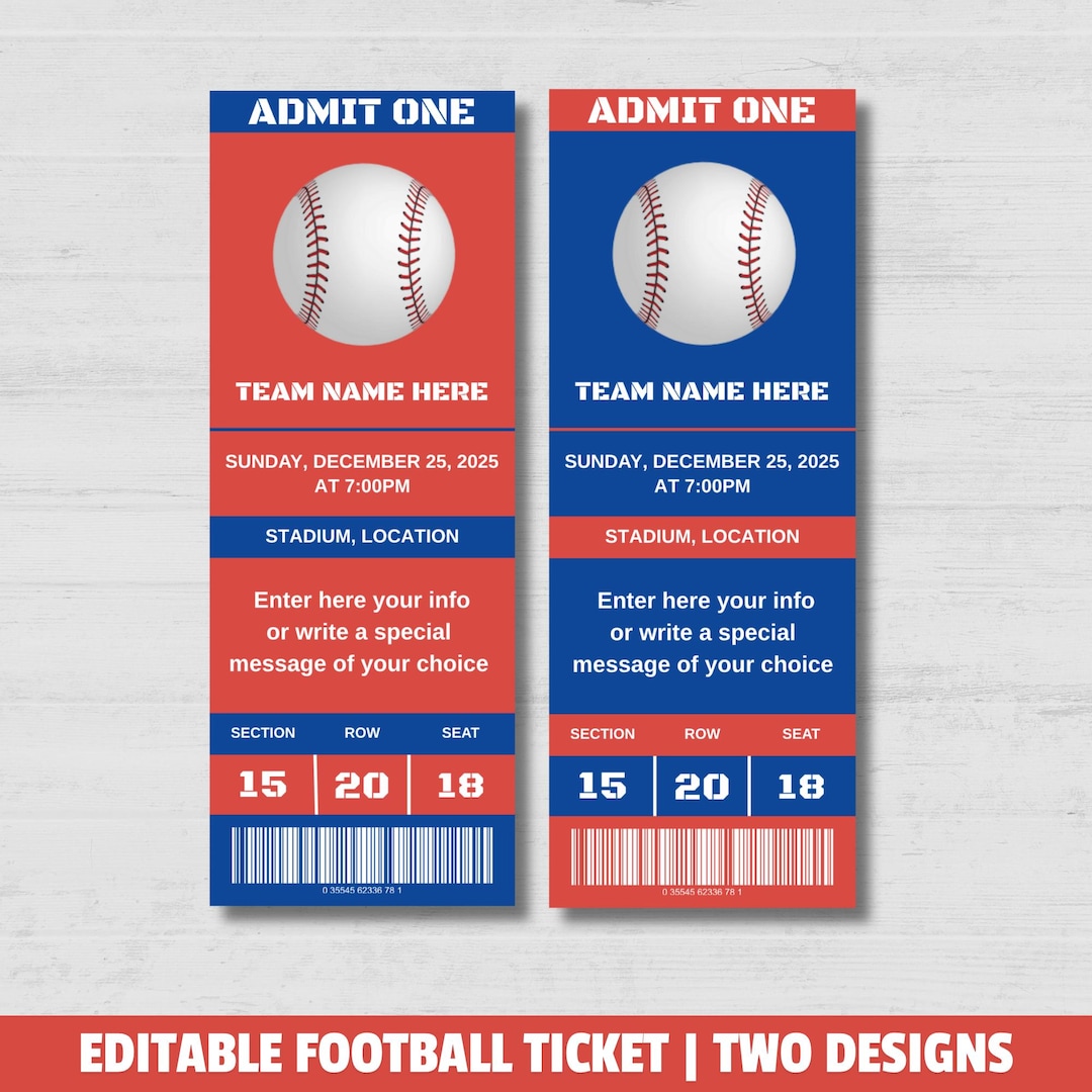 Editable Baseball Game Chicago Colors Ticket Template Surprise ...