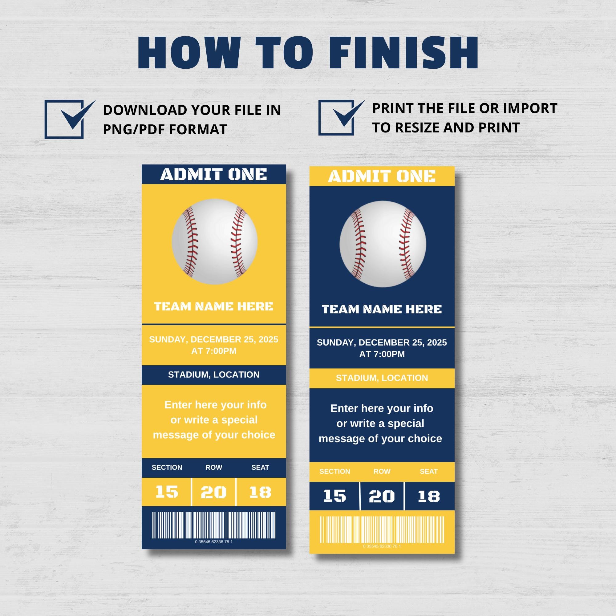 Editable Baseball Game Milwaukee Colors Ticket Template Surprise ...