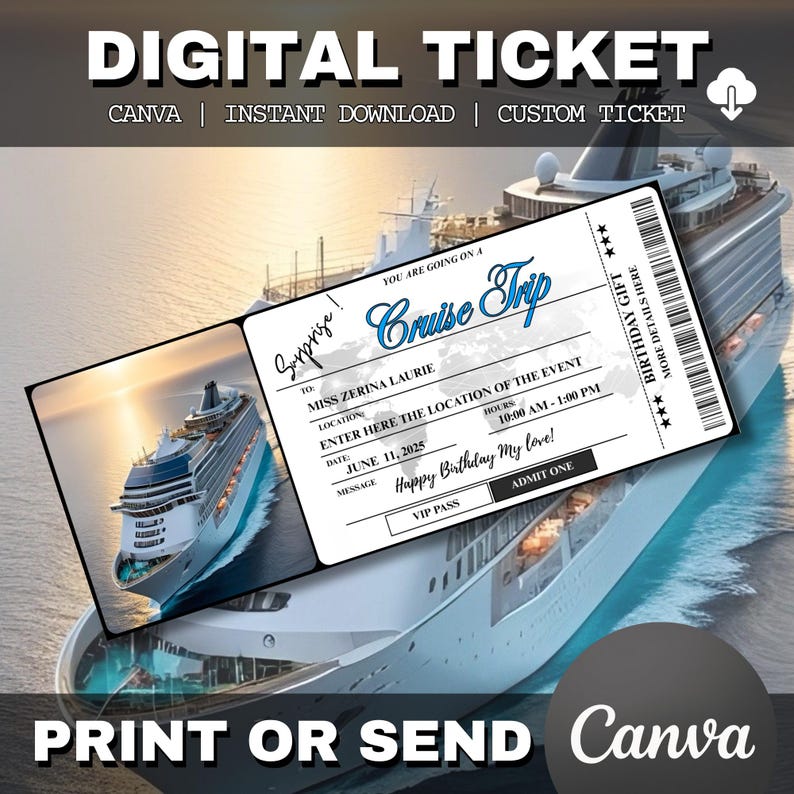 Travel Cruise Gift Certificate Template, Cruise Trip Voucher Ticket ...