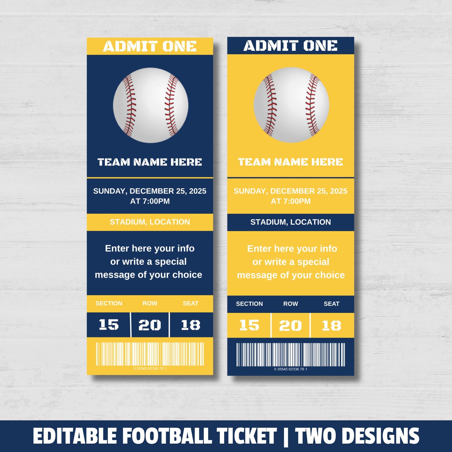 Editable Baseball Game Milwaukee Colors Ticket Template Surprise ...