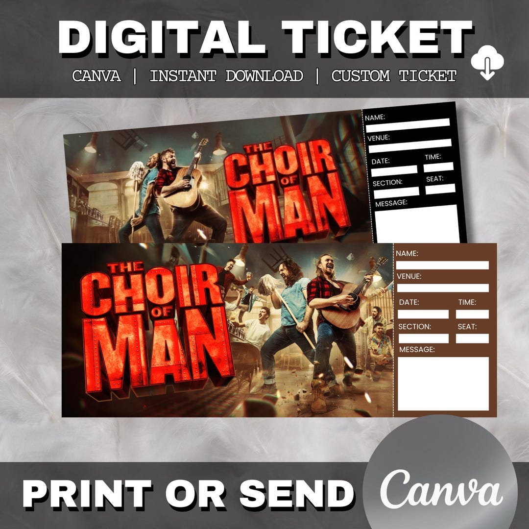 Editable the Choir of Man Musical Theatre Ticket, Personalized Gift ...