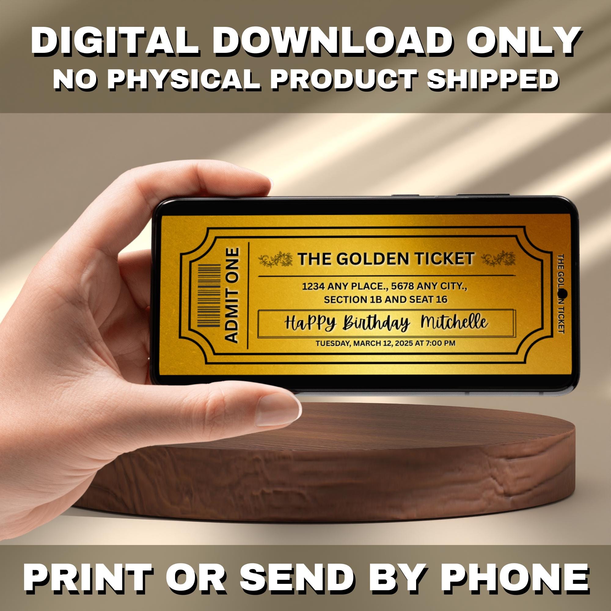 Golden Ticket Template, Printable Golden Ticket Editable Template ...