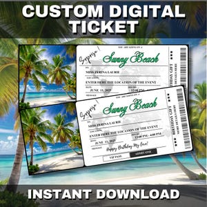 Surprise Beach Trip Ticket | Watercolor Vacation Tickets Instant ...