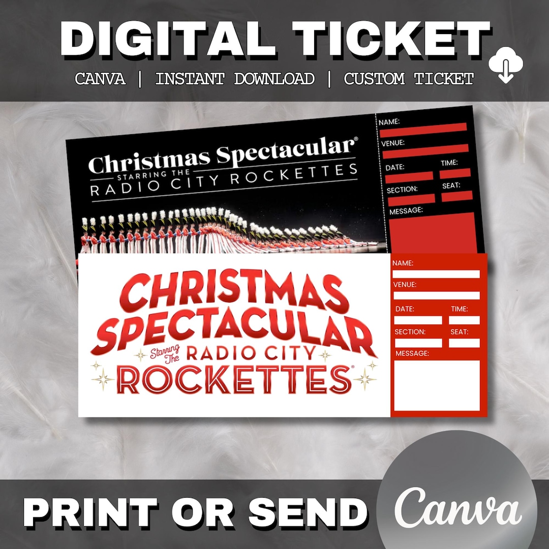 Printable Christmas Spectacular Ticket, Musical Ticket, Editable ...