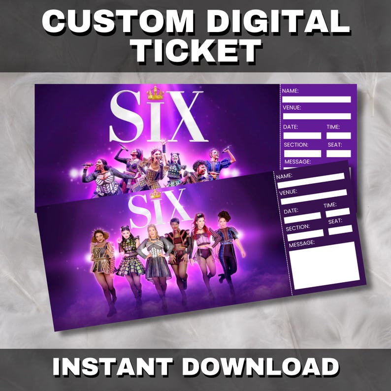 Printable Six the Musical Theatre Ticket | Editable Tickets | Musical ...