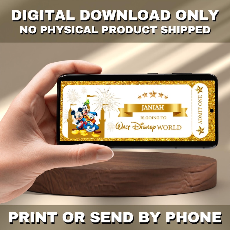 Printable Disneyworld Ticket Printable Theme Park Surprise Reveal ...