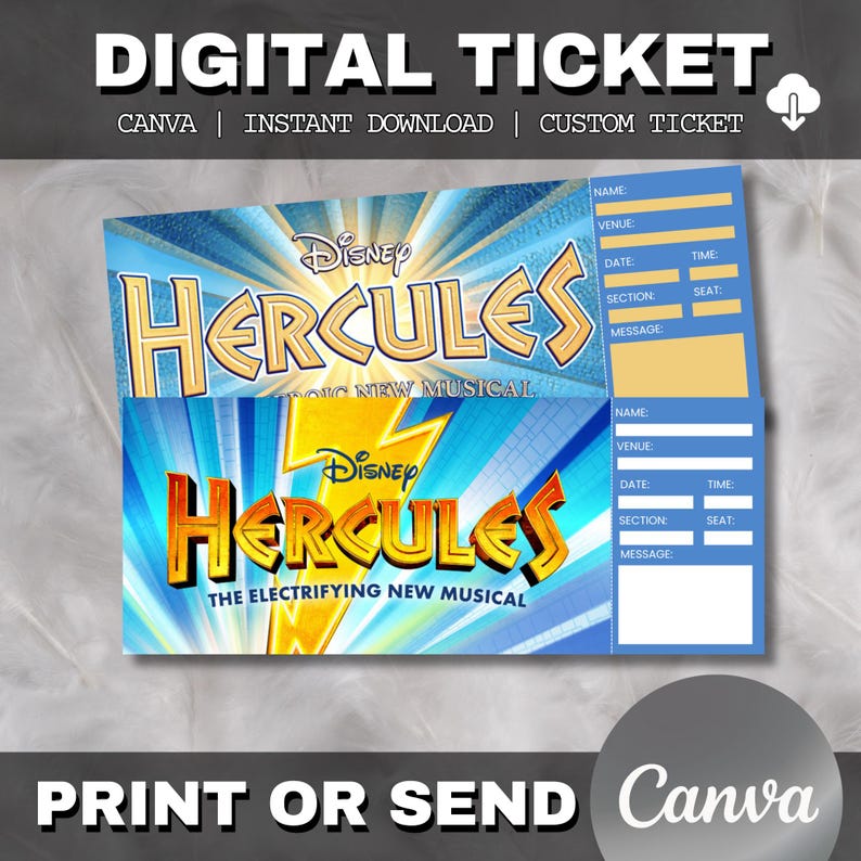 Printable Hercules Musical Theatre Ticket | Musical Fake Surprise ...
