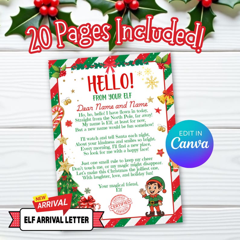 Editable New Elf Arrival Letter, First Time Elf Introduction Letter ...