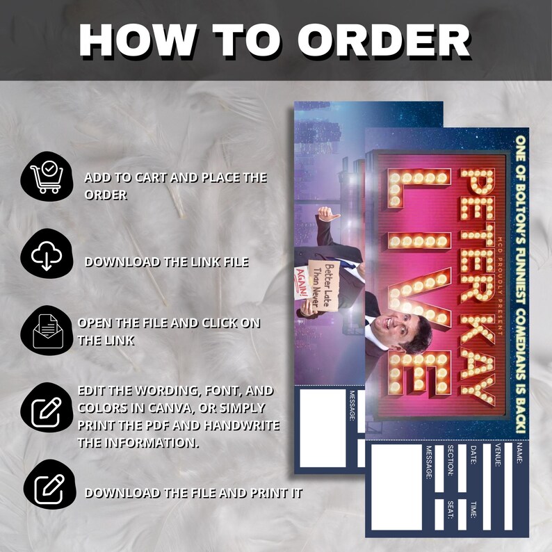 Editable Printable Peter Kay Ticket UK Tour 2024 2025, Personalized ...