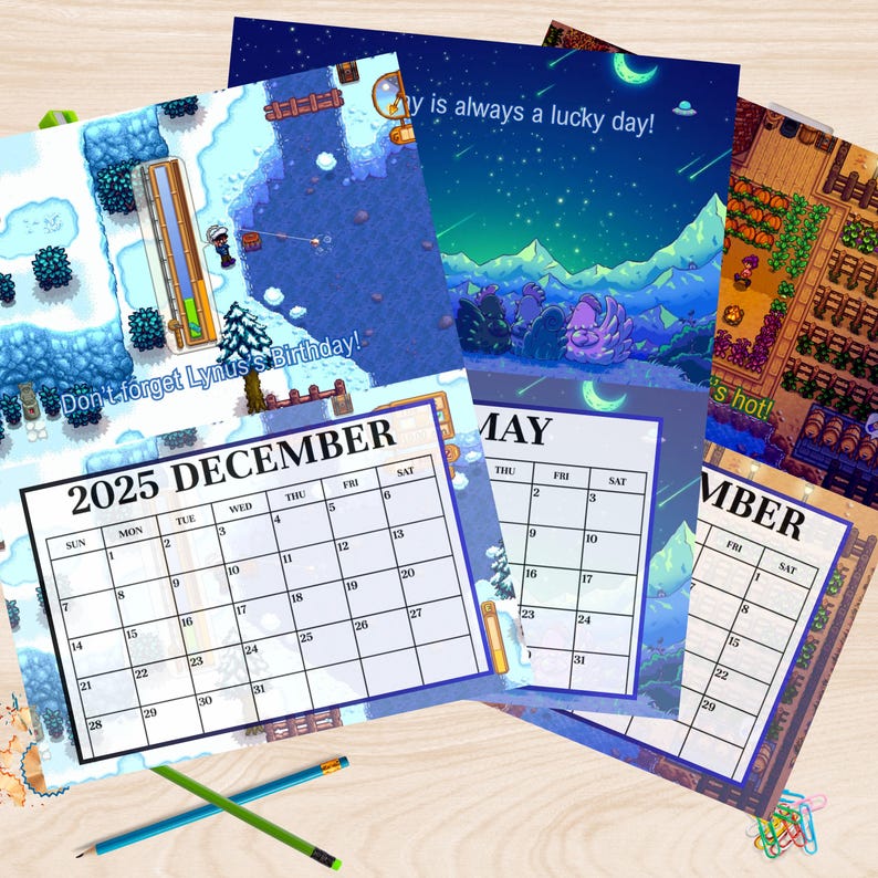 Printable Stardew Valley 2025 Wall Calendar Instant Download - Etsy