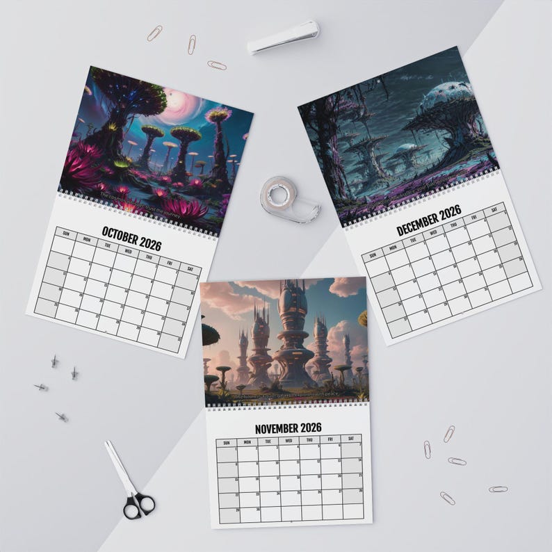 Sci-fi Fantasy Landscapes 2026 Wall Calendar Futuristic Alien Landscape ...