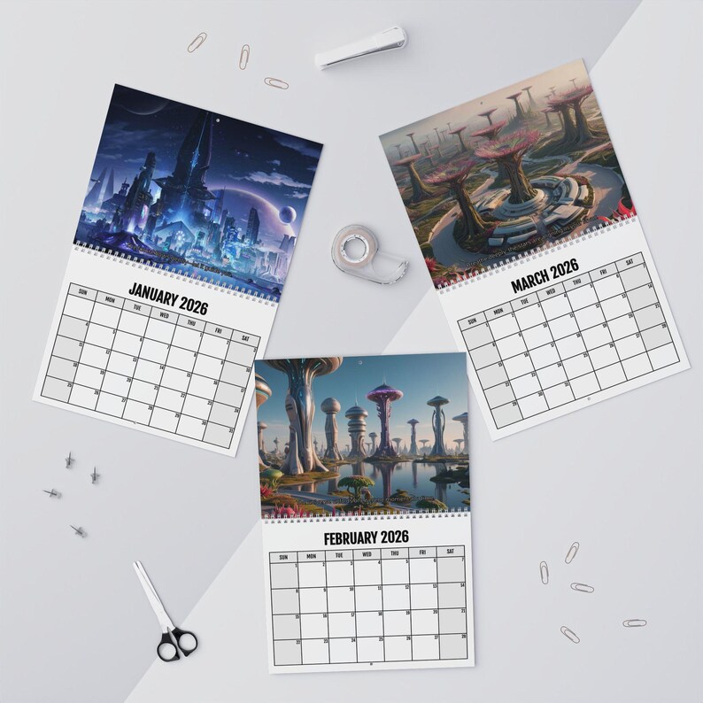 Sci-fi Fantasy Landscapes 2026 Wall Calendar Futuristic Alien Landscape ...