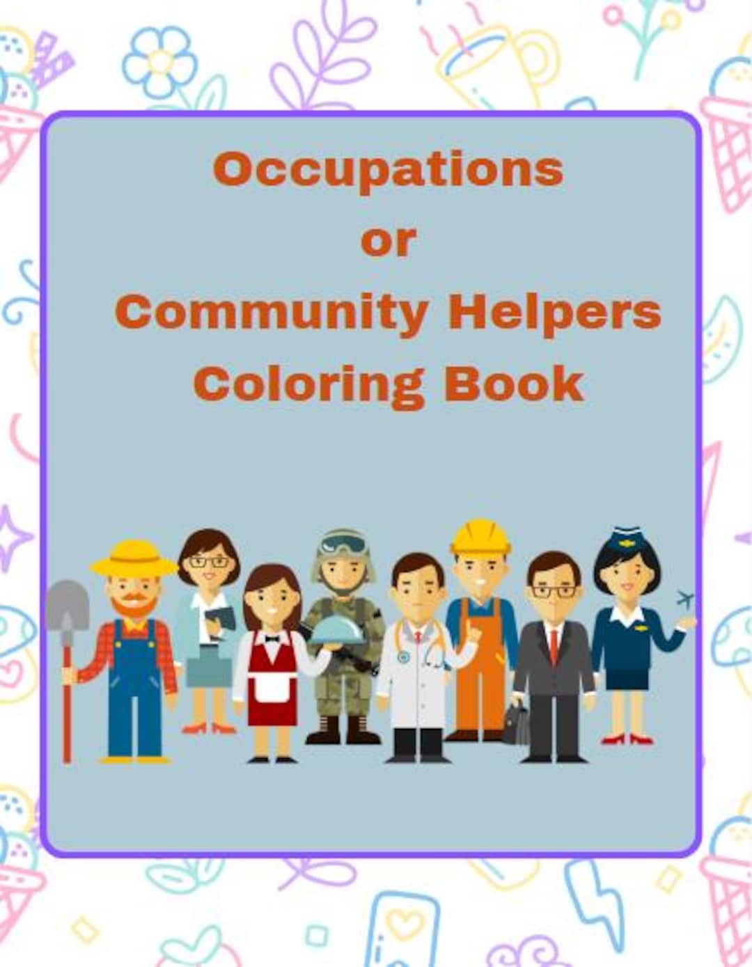 Community Helpers Coloring Book, Occupations Printable Coloring Sheet ...